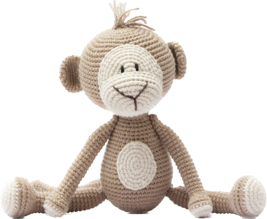 Coco-chango de peluche tejido a mano – Menta Flores 🇲🇽