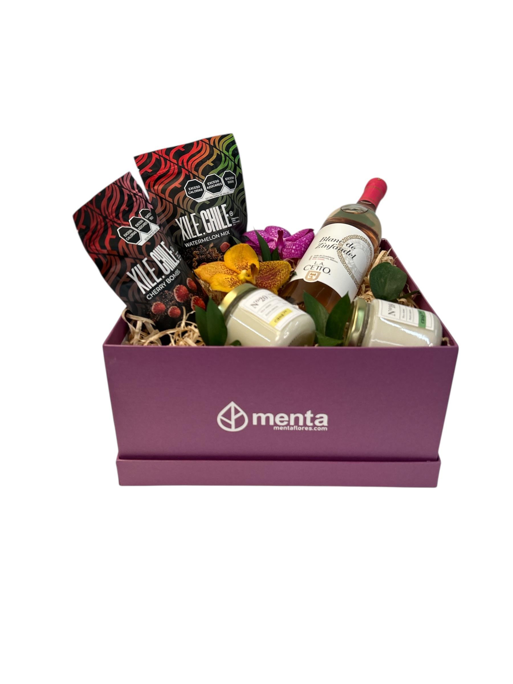 Texas-caja cuadrada uva con regalos y bebida – Menta Flores 🇲🇽