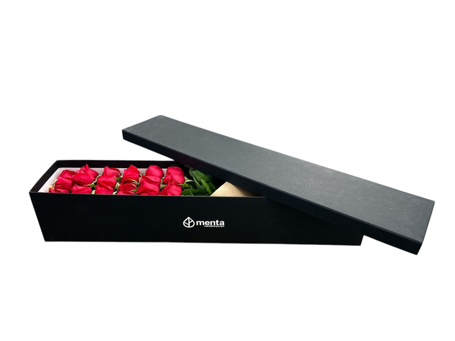 Lise-caja rectangular con 24 rosas rojas – Menta Flores 🇲🇽