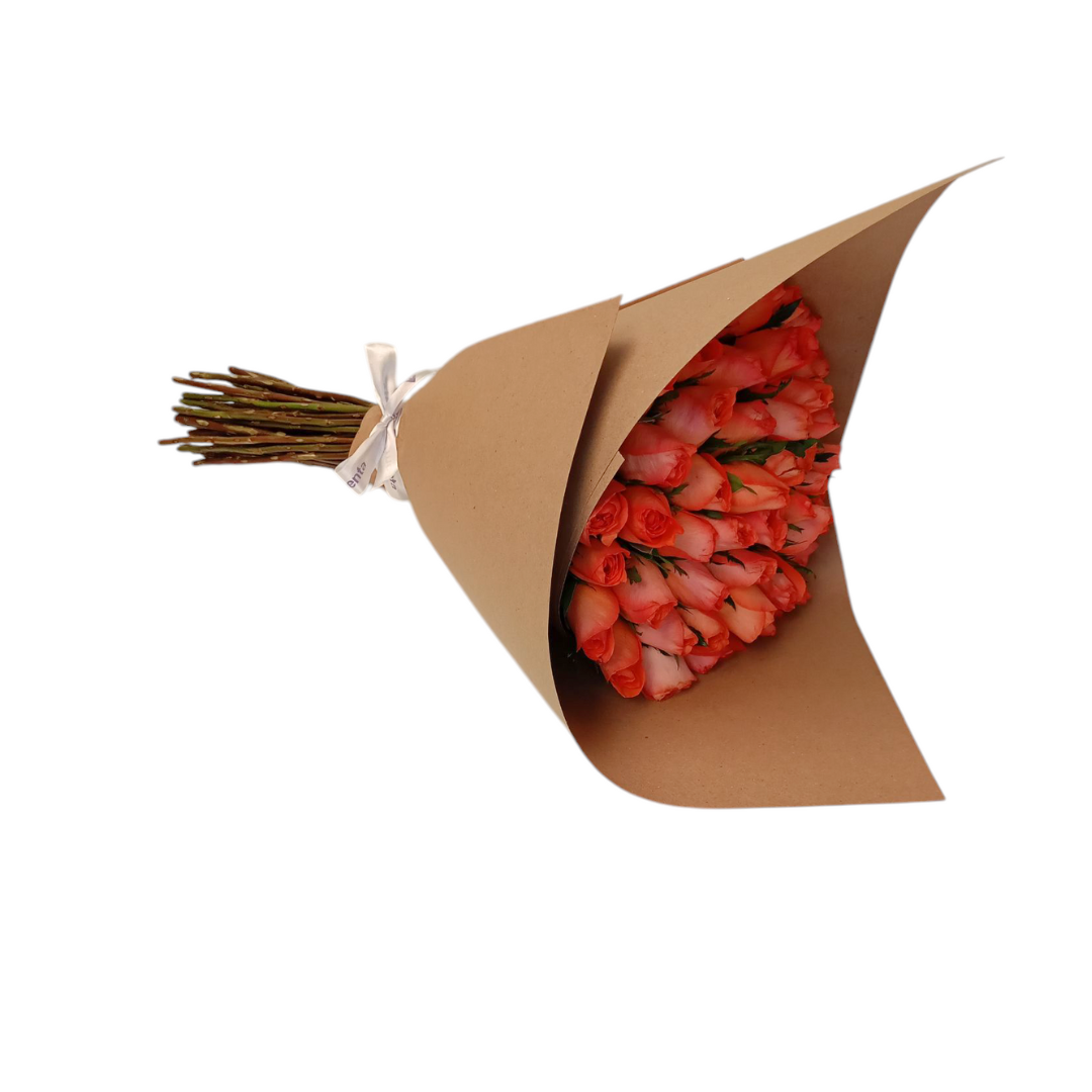 Ramo de 48 rosas naranja – Menta Flores 🇲🇽